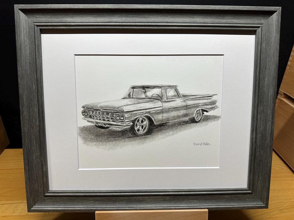 1959 Chevrolet El Camino Pickup Truck Graphite Pencil Sketch Drawing ...