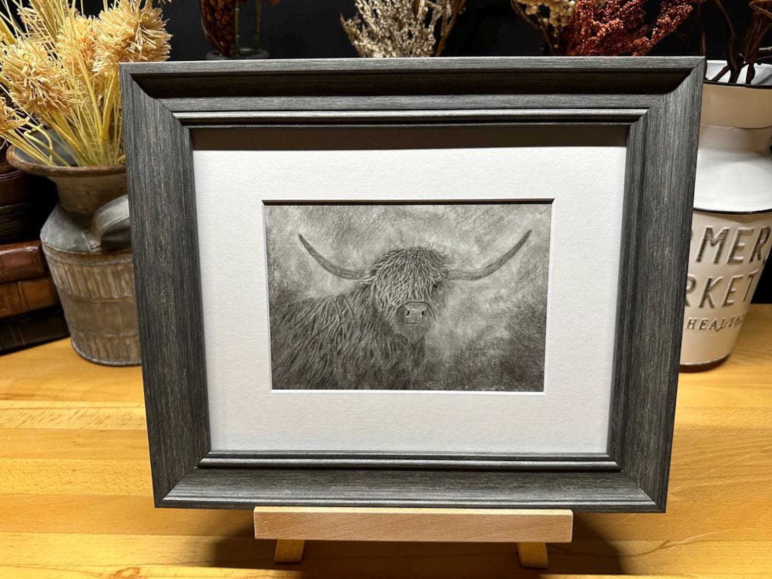 Highland Cow Bull Nature Wildlife Graphite Pencil Art Sketch Drawing ...