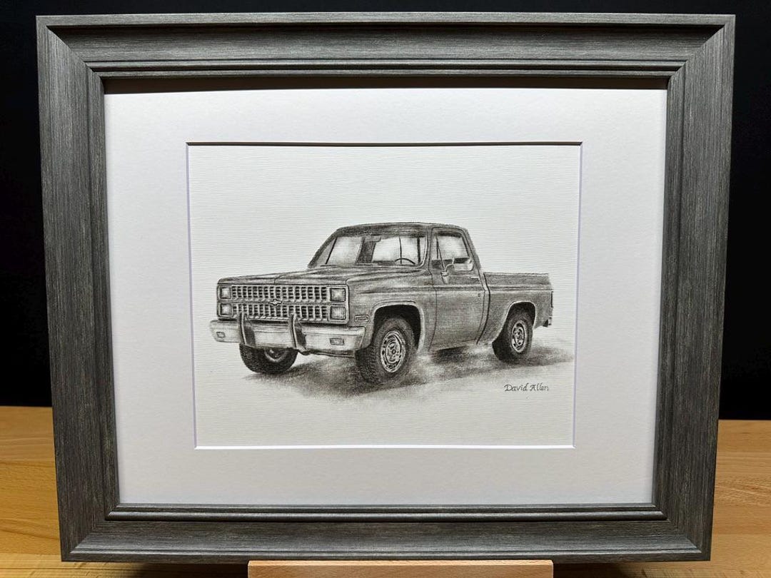 1982 Chevrolet Silverado Pickup Truck Graphite Pencil Art Sketch ...