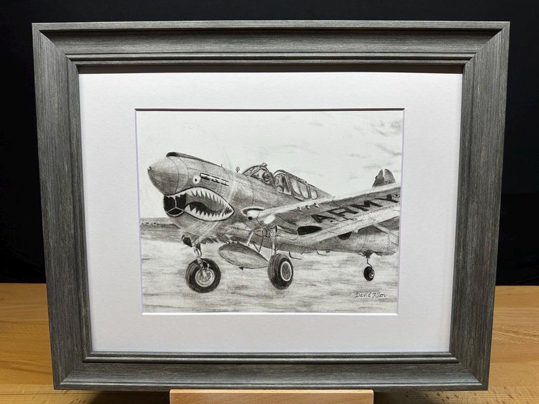 Curtiss P–40E Warhawk World War Ll Airplane Aircraft Graphite Pencil ...