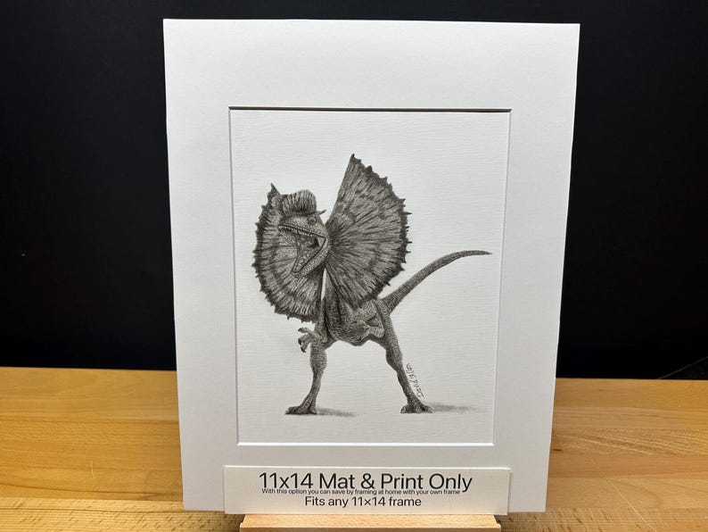 Hand Drawn Dilophosaurus Dinosaur Graphite Pencil Art Sketch Drawing ...