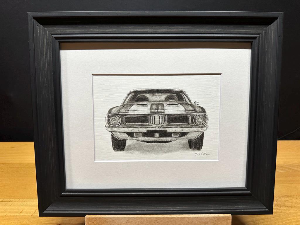 1973 Plymouth Barracuda CUDA Car Graphite Pencil Sketch Drawing Print ...