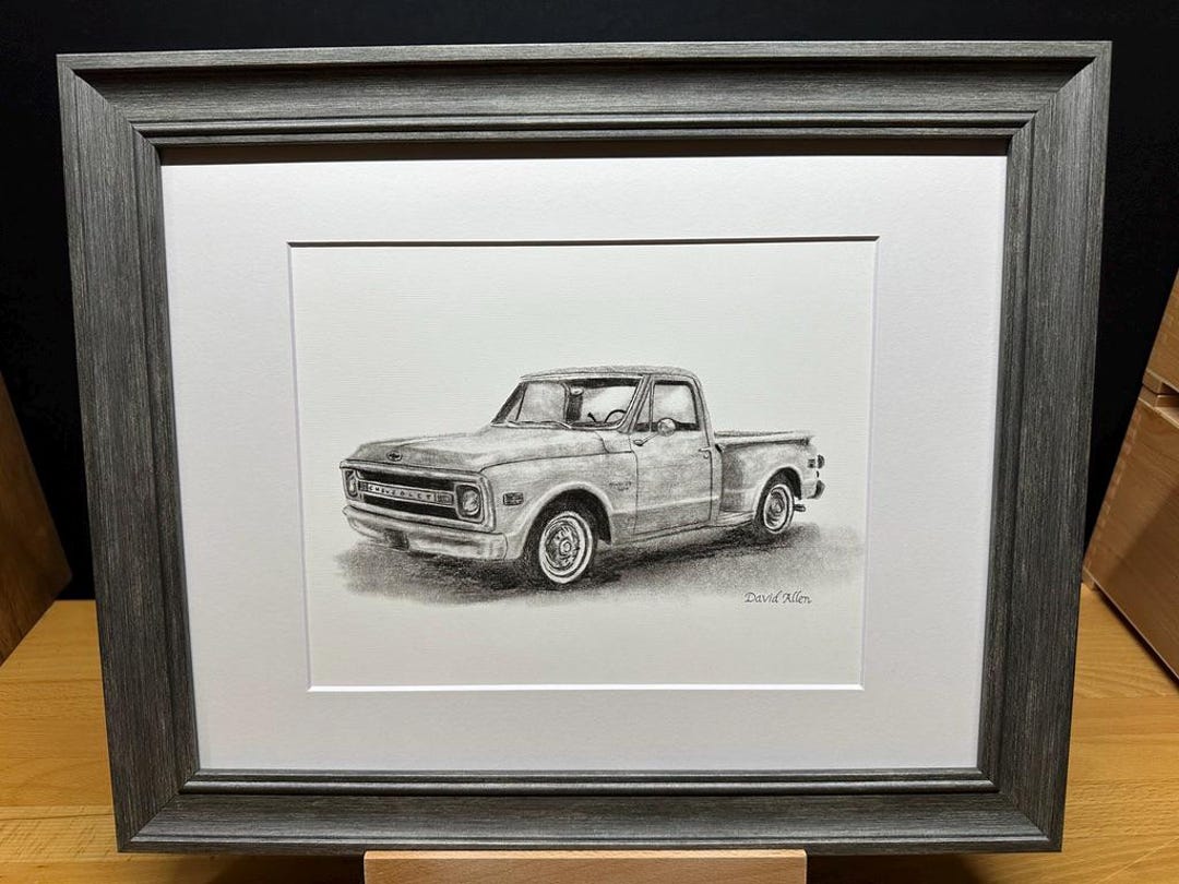 1969 Chevrolet C10 Stepside Pickup Truck Graphite Pencil Art Sketch ...