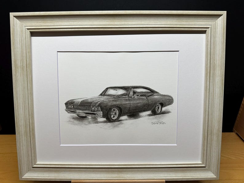 1967 Chevrolet Impala Car Graphite Pencil Art Sketch Drawing Print ...
