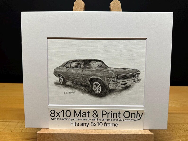 1970 Chevrolet Nova SS 396 Car Graphite Pencil Art Sketch Drawing Print ...