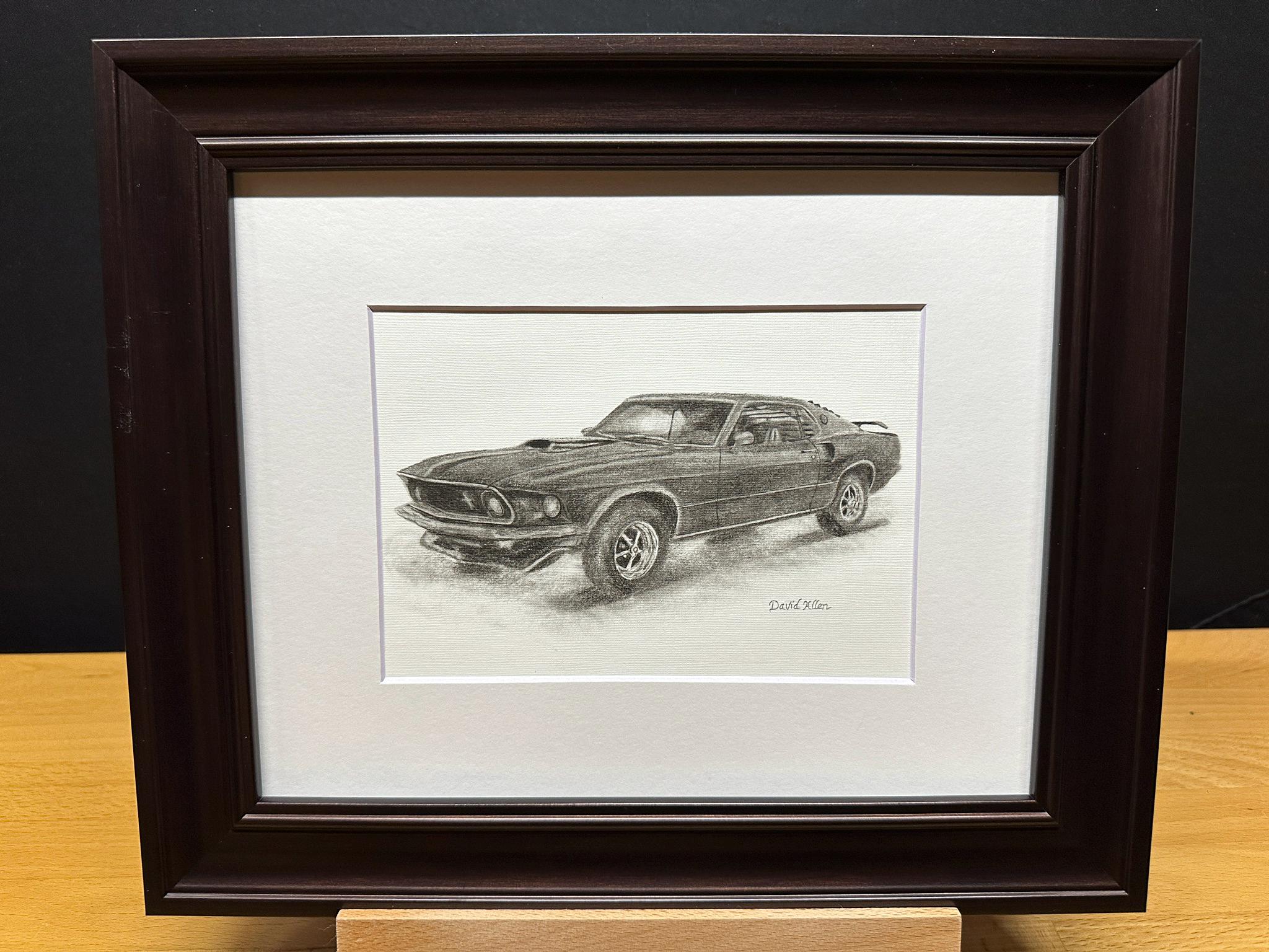 1969 Ford Mustang Fastback Mach 1 Car Graphite Pencil Art Sketch ...