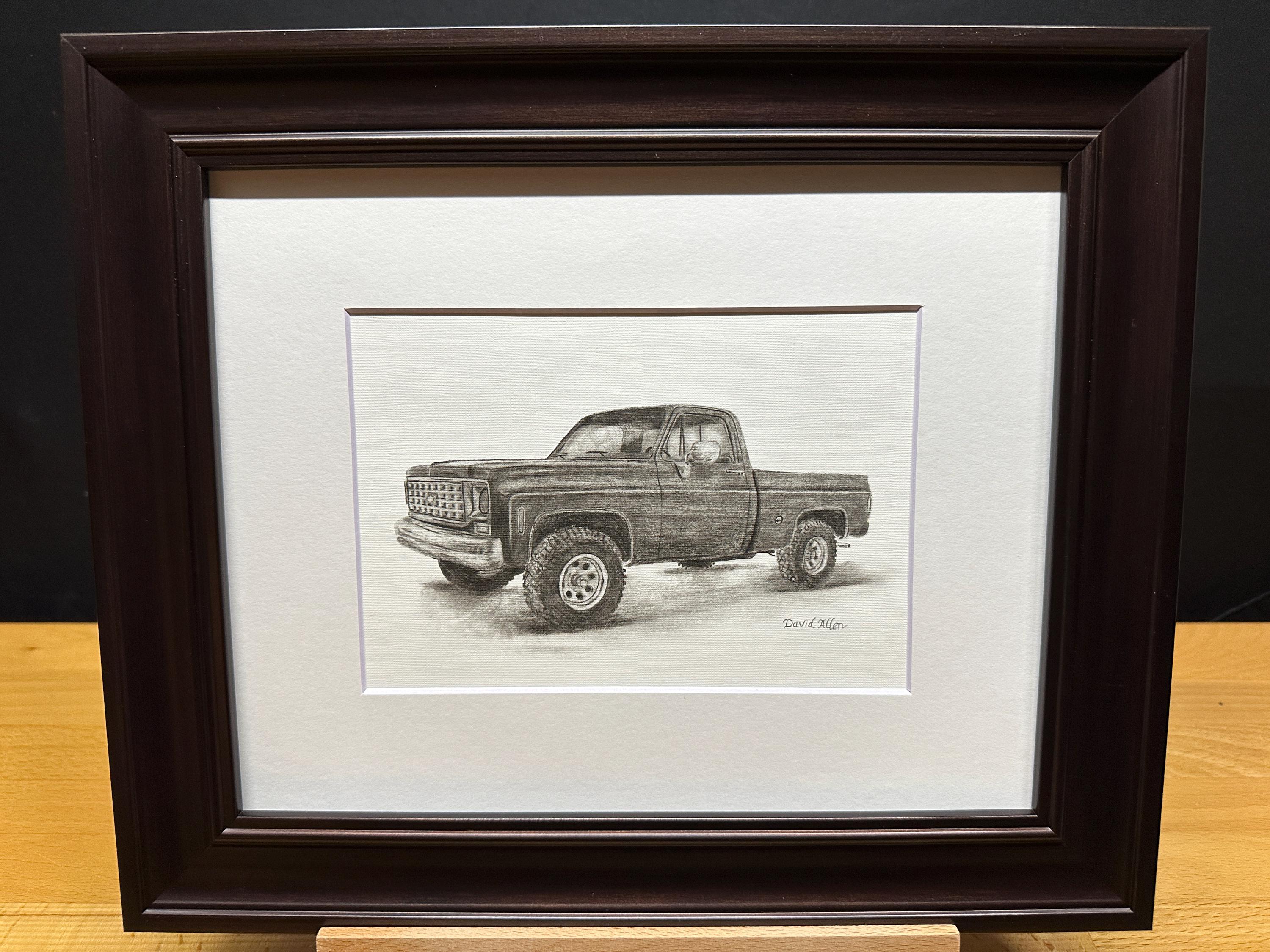 1975 Chevrolet Silverado Pickup Truck Graphite Pencil Sketch Drawing ...