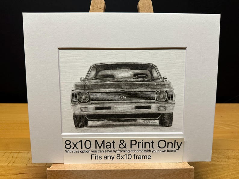 1970 Chevy Chevrolet Nova Car Graphite Pencil Art Sketch Drawing Print ...