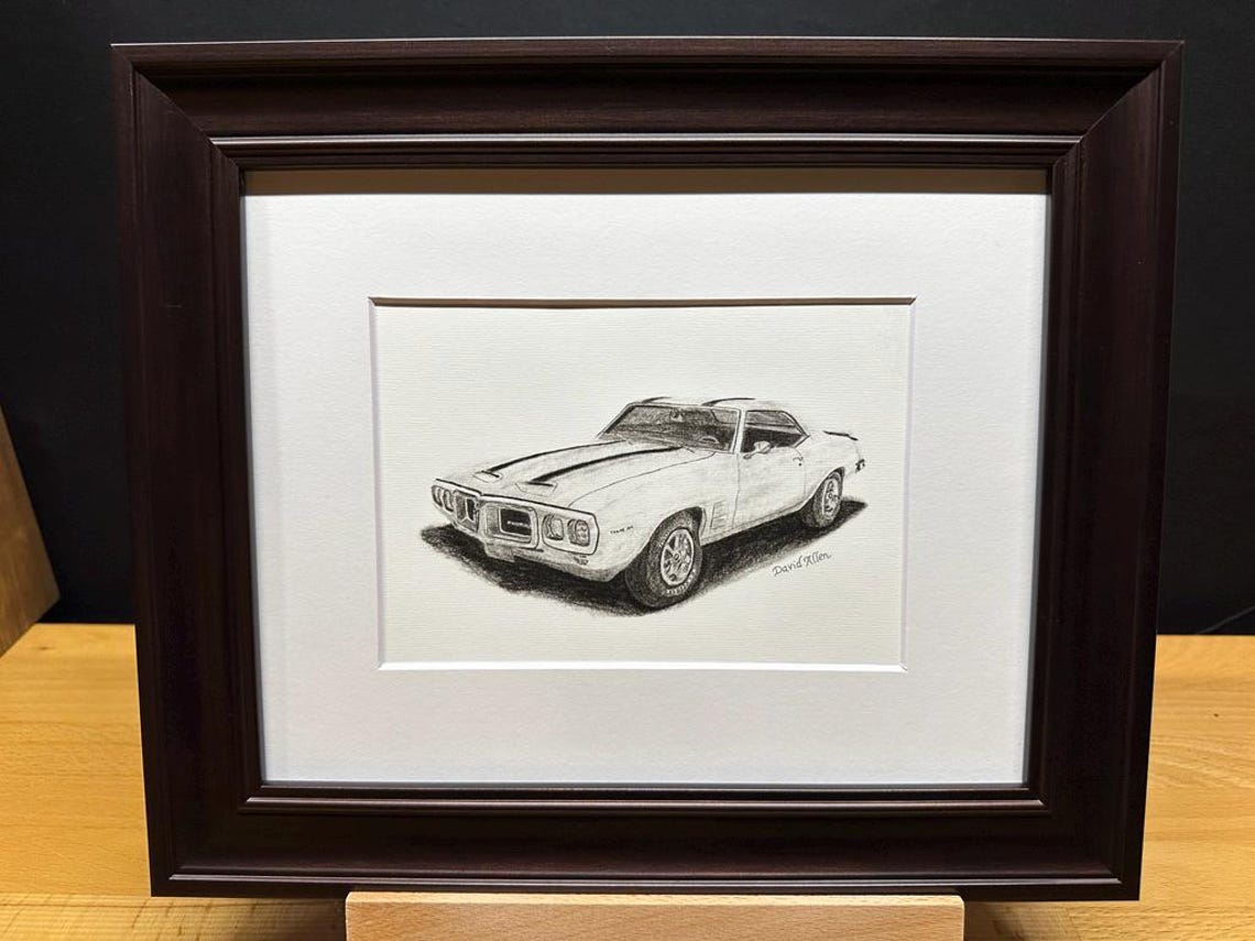 1969 Pontiac Firebird Trans Am Car Graphite Pencil Art Sketch Drawing ...