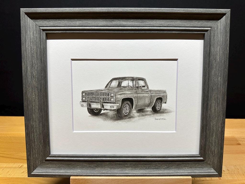 1982 Chevrolet Silverado Pickup Truck Graphite Pencil Art Sketch ...