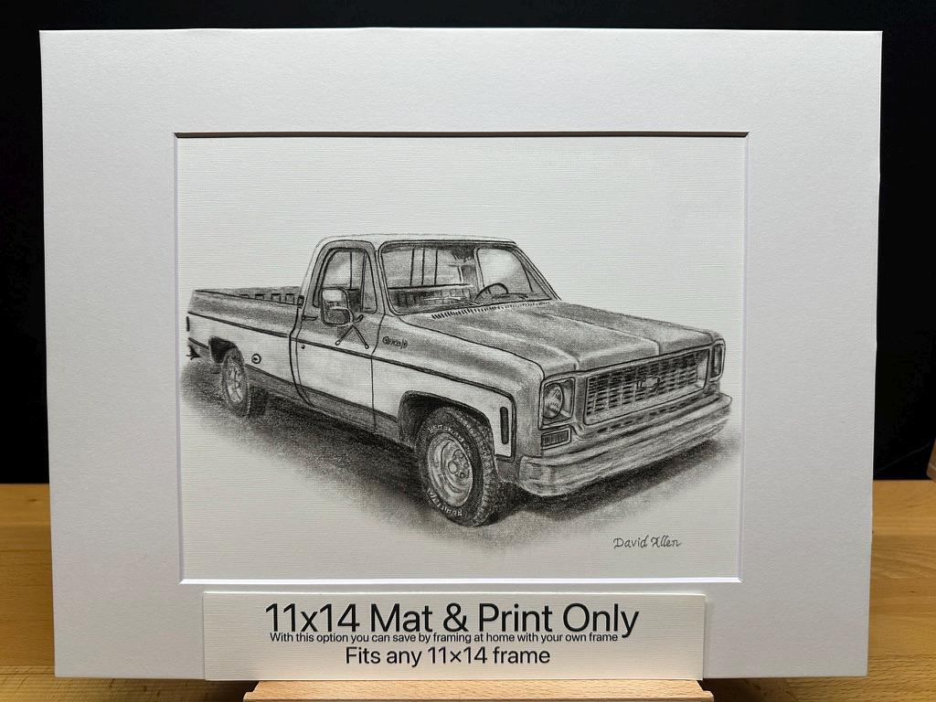 1973 Chevrolet Cheyenne C10 Pickup Truck Graphite Pencil Art Sketch ...