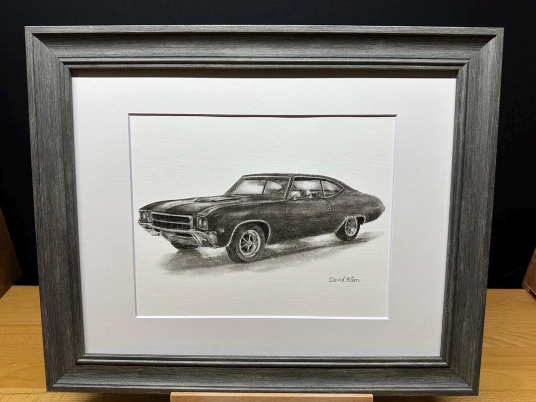 1969 Buick Gran Sport GS400 Car Pencil Art Sketch Drawing Print Picture ...