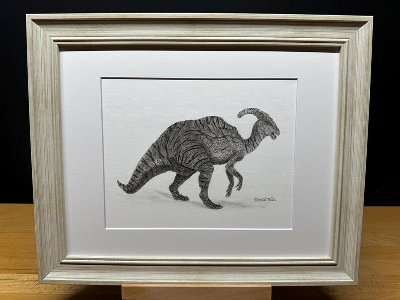 Hand Drawn Parasaurolophus Dinosaur Graphite Pencil Art Sketch Drawing ...