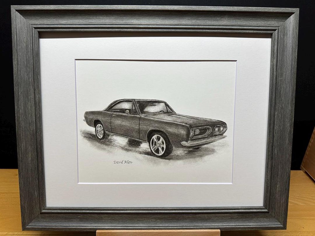 1968 Plymouth Barracuda CUDA Car Graphite Pencil Sketch Drawing Print ...