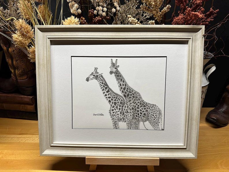 Noah's Ark Series Giraffes Graphite Pencil Art Sketch Drawing Print ...