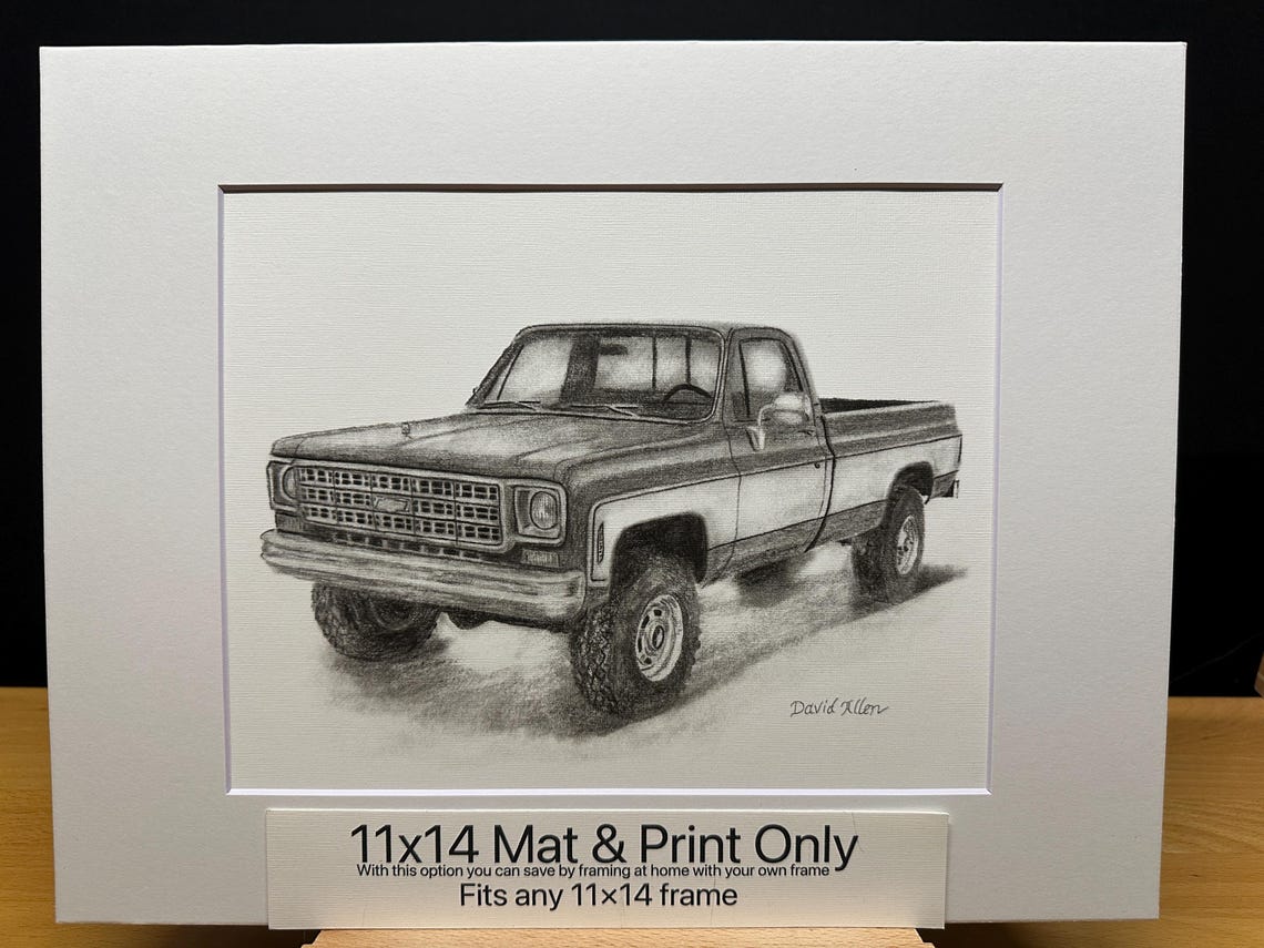 1978 Chevrolet Silverado Pickup Truck Graphite Pencil Sketch Drawing ...