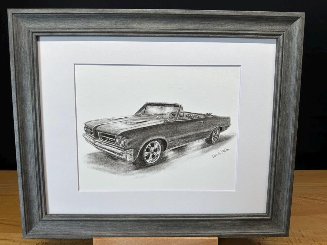 1964 Pontiac GTO Convertible Car Graphite Pencil Art Sketch Drawing ...