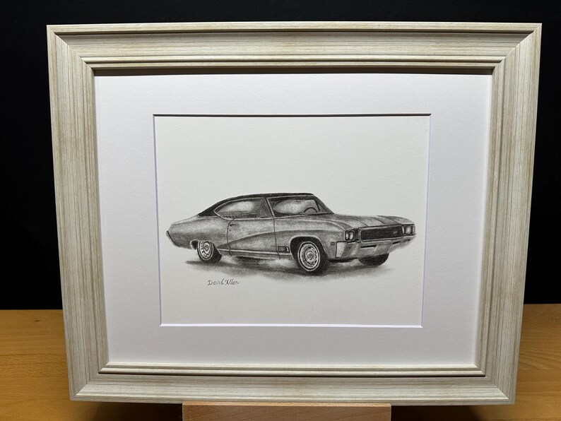 1968 Buick Gran Sport GS400 Car Pencil Art Sketch Drawing Print Picture ...