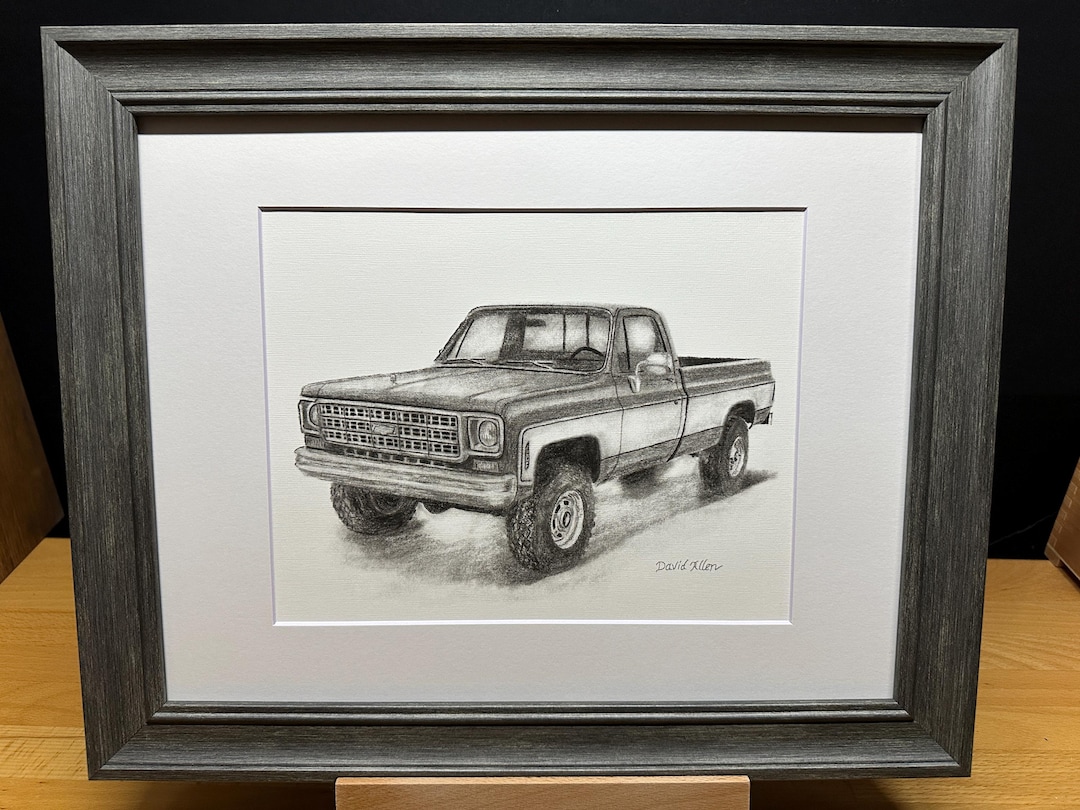 1978 Chevrolet Silverado Pickup Truck Graphite Pencil Sketch Drawing ...