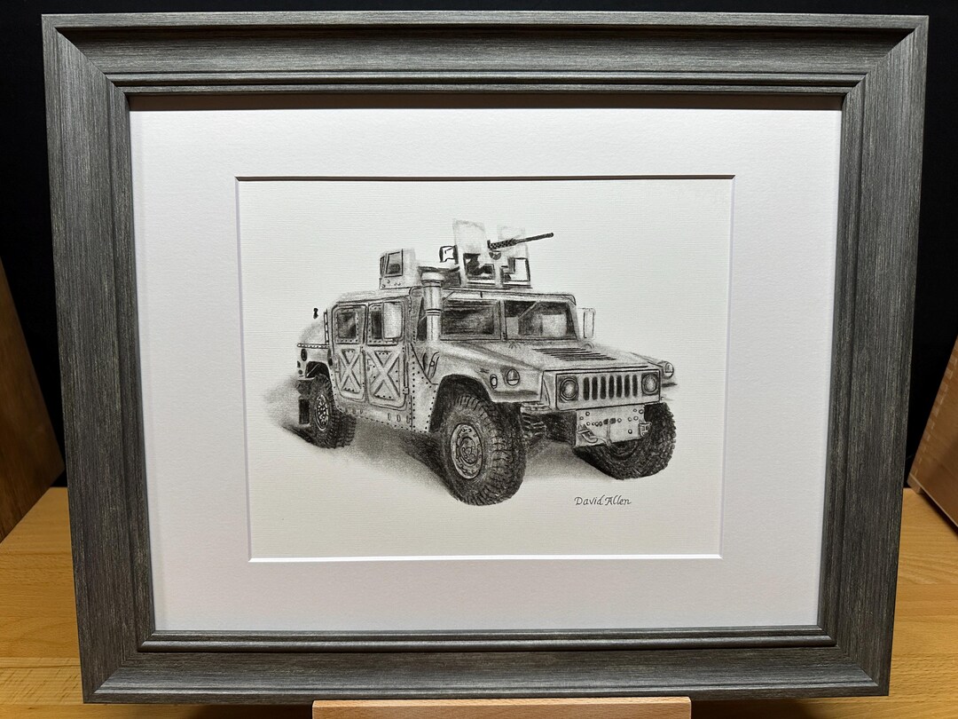 Military Humvee Vehicle Graphite Pencil Art Sketch Drawing Picture ...