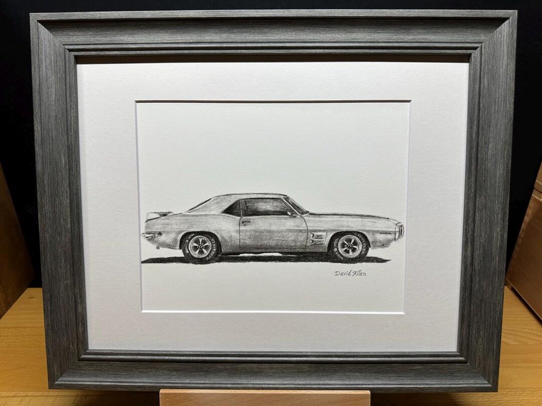 1969 Pontiac Firebird Trans Am Car Graphite Pencil Art Sketch Drawing ...