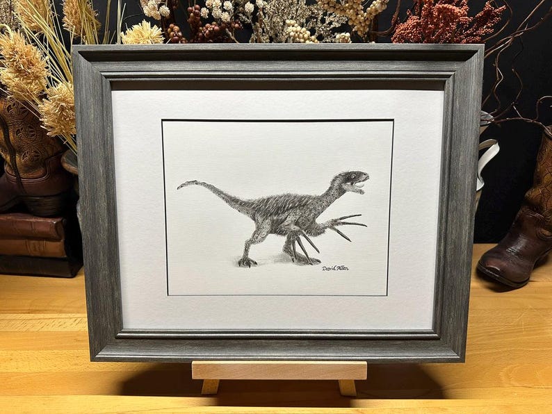Therizinosaurus Dinosaur Graphite Pencil Art Sketch Drawing Print ...