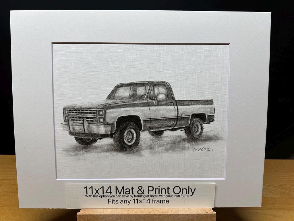 1986 Chevrolet Silverado Pickup Truck Graphite Pencil Sketch Drawing ...