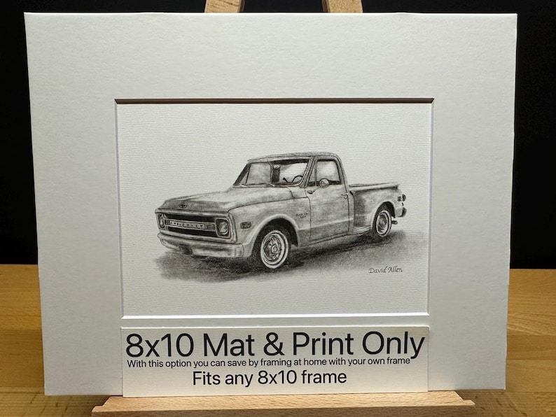 1969 Chevrolet C10 Stepside Pickup Truck Graphite Pencil Art Sketch ...
