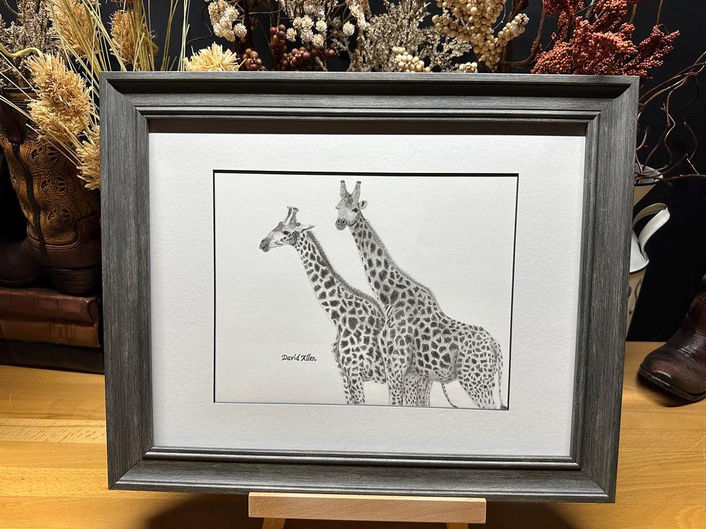 Noah's Ark Series Giraffes Graphite Pencil Art Sketch Drawing Print ...