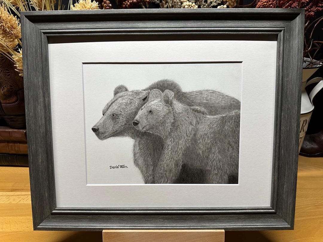Noah's Ark Series Brown Grizzly Bears Graphite Pencil Art Sketch ...