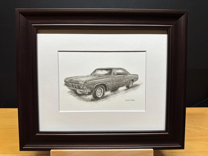 1965 Chevrolet Impala Car Graphite Pencil Art Sketch Drawing Print ...