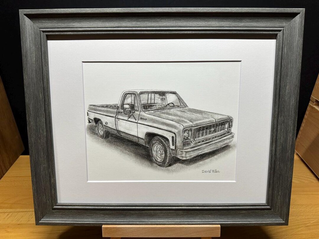 1973 Chevrolet Cheyenne C10 Pickup Truck Graphite Pencil Art Sketch ...