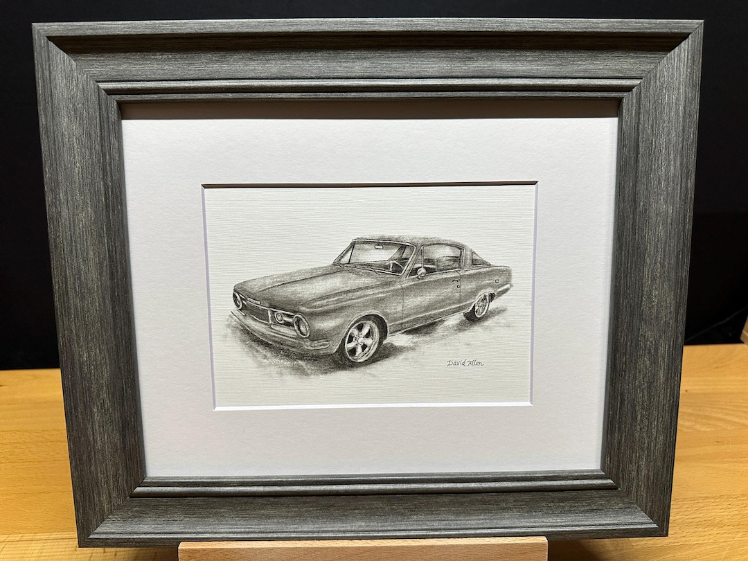 1964 Plymouth Barracuda CUDA Car Graphite Pencil Sketch Drawing Print ...