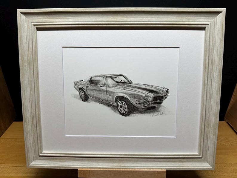 1970 Chevrolet Camaro Z28 Car Graphite Pencil Art Sketch Drawing Print ...