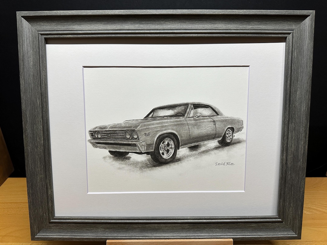 1967 Chevrolet Chevelle Car Graphite Pencil Art Sketch Drawing Print ...