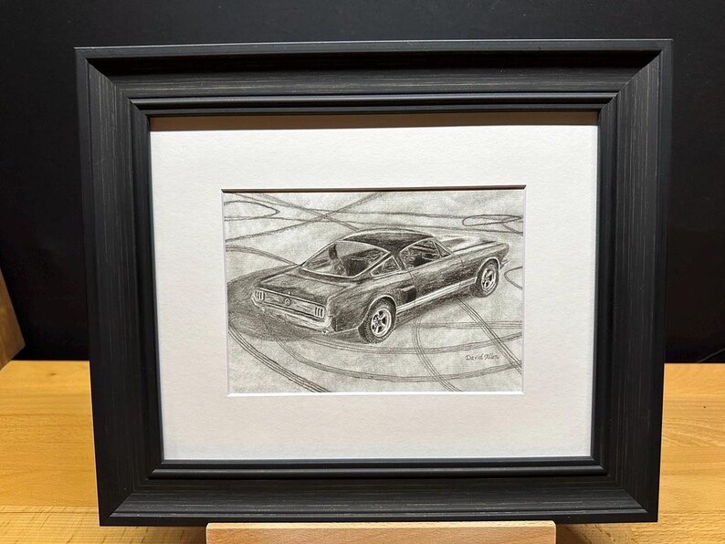 1966 Ford Mustang Fastback Graphite Pencil Art Sketch Drawing Print ...