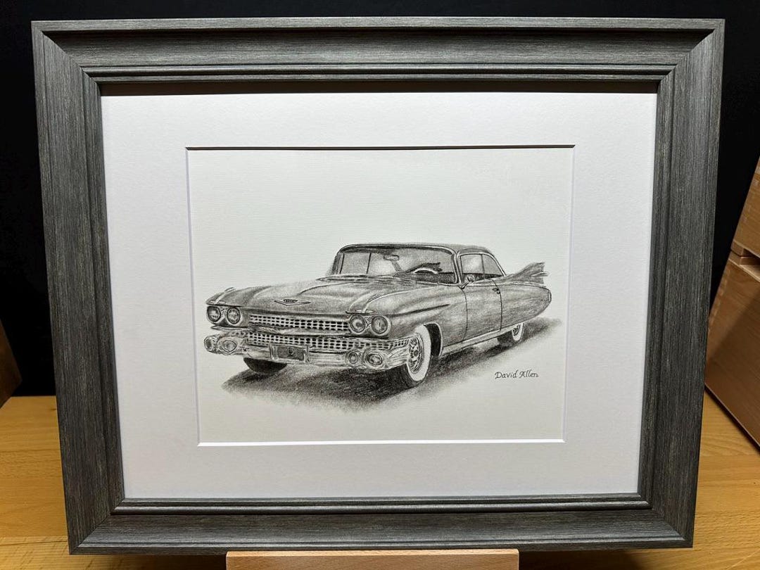 1959 Cadillac Graphite Pencil Art Sketch Drawing Print Picture Limited ...