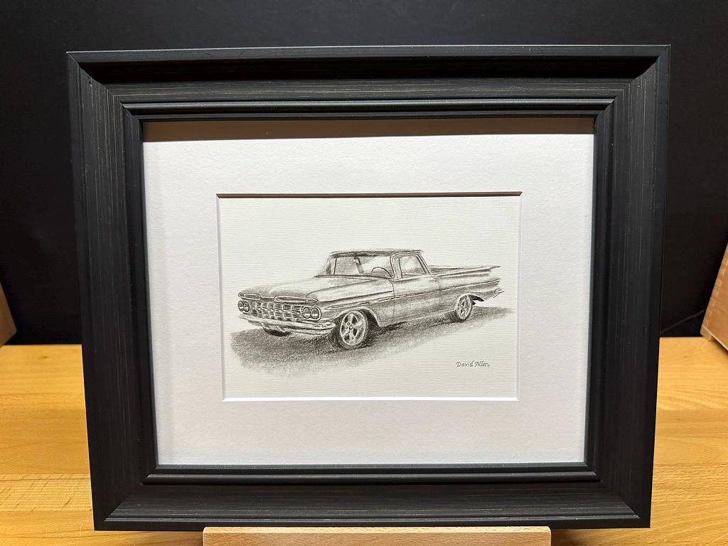 1959 Chevrolet El Camino Pickup Truck Graphite Pencil Sketch Drawing ...