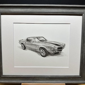 1970 Chevrolet Camaro Z28 Car Graphite Pencil Art Sketch Drawing Print ...