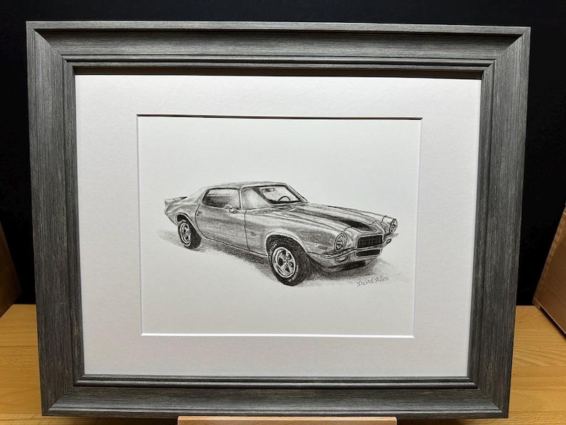 1970 Chevrolet Camaro Z28 Car Graphite Pencil Art Sketch Drawing Print ...