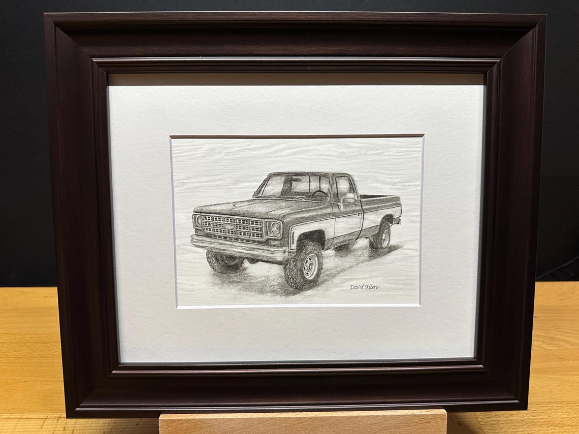1978 Chevrolet Silverado Pickup Truck Graphite Pencil Sketch Drawing ...