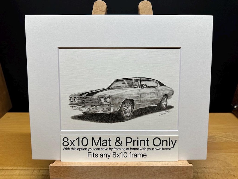 1970 Chevrolet Chevelle Car Graphite Pencil Art Sketch Drawing Print ...