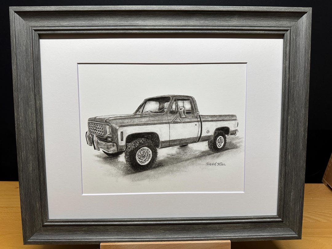 1976 Chevrolet Silverado Pickup Truck Graphite Pencil Sketch Drawing ...