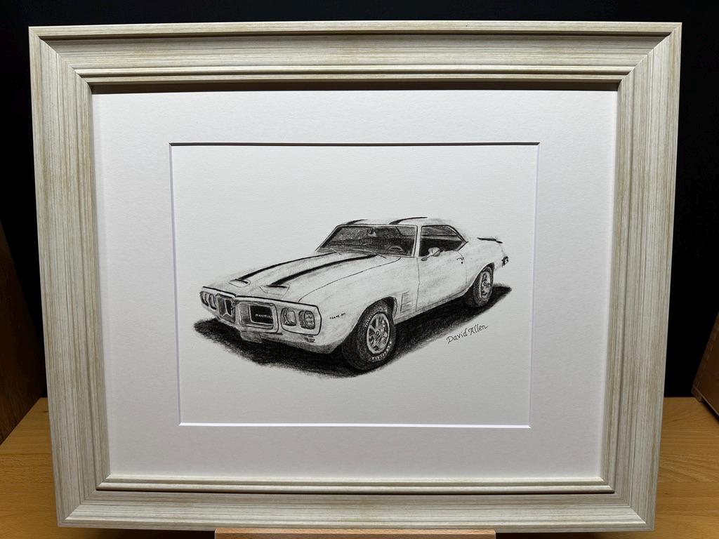 1969 Pontiac Firebird Trans Am Car Graphite Pencil Art Sketch Drawing ...