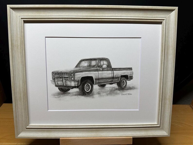 1986 Chevrolet Silverado Pickup Truck Graphite Pencil Sketch Drawing ...