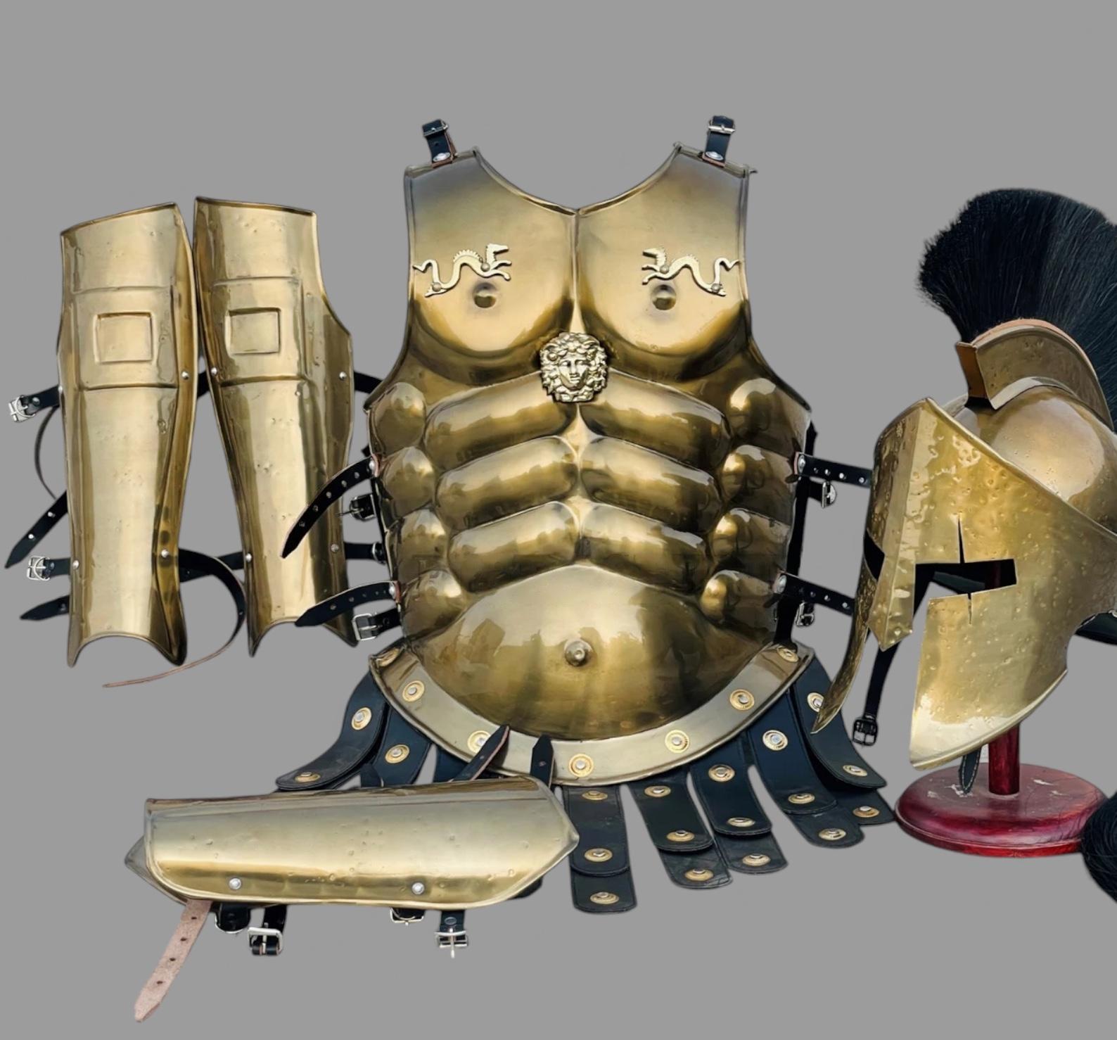 Complete Medieval 300 Spartan Armor, Arm, Leg & Helmet With Shield ...
