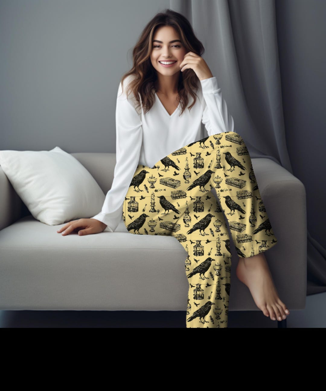 Raven's Spell Whimsigoth Dark Academia Pajama Pants Raven Potions ...