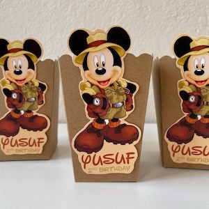 Mickey Safari Party Popcorn Box, Mickey Safari Birthday Treats Box ...