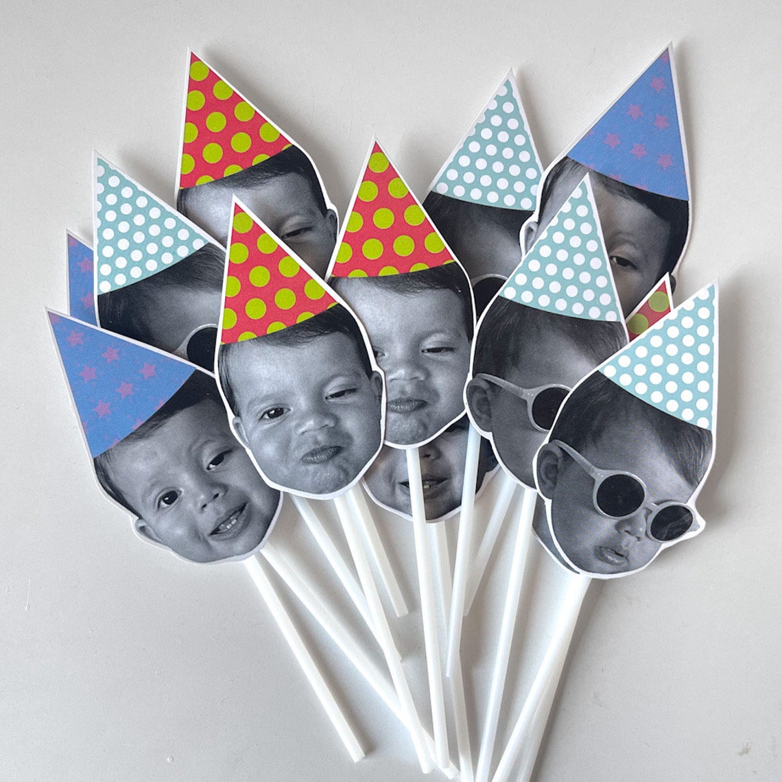 Custom Baby Photo Cupcake Toppers, Funny Face Cupcake Toppers ...
