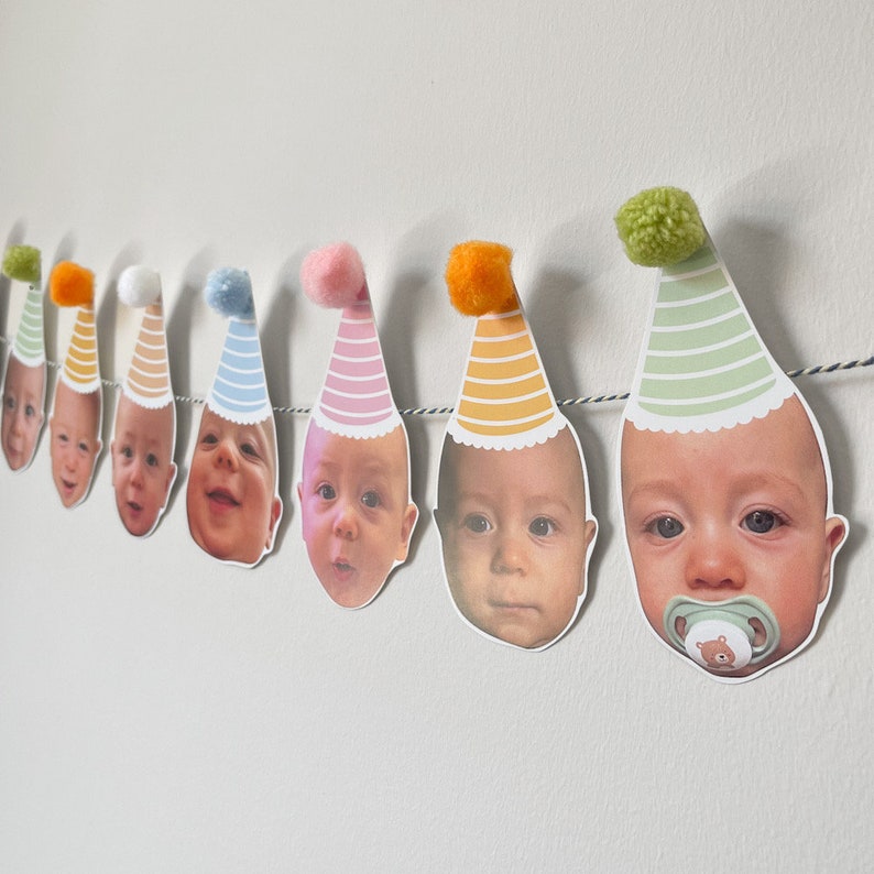 Custom Photo Face Banner, Baby Face Birthday Garland, Happy Birthday ...